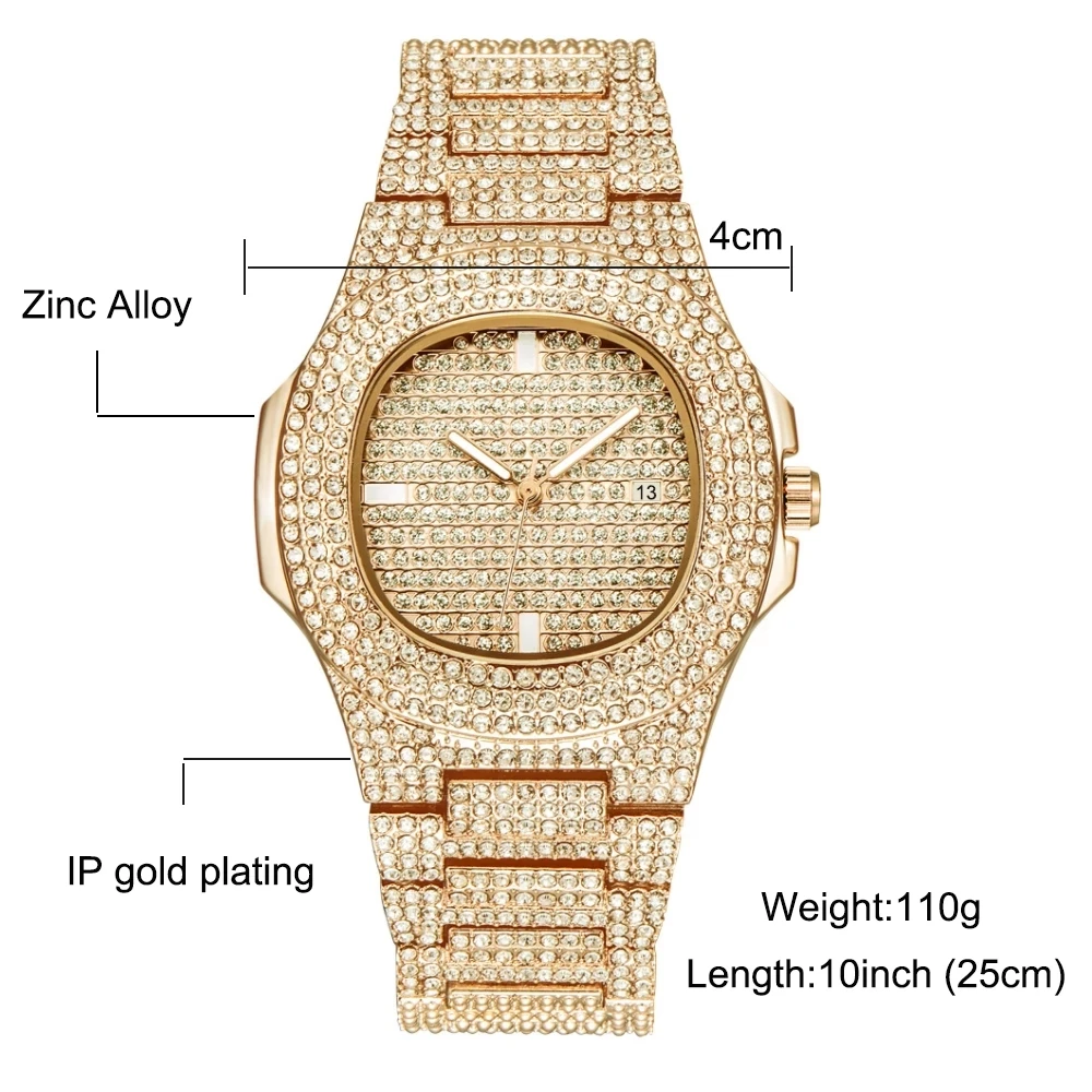 Wide Link Gold Plated Watches