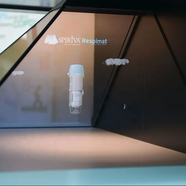 Holographic Projection Screen 3D Hologram Advertising Showcase Pyramid ...