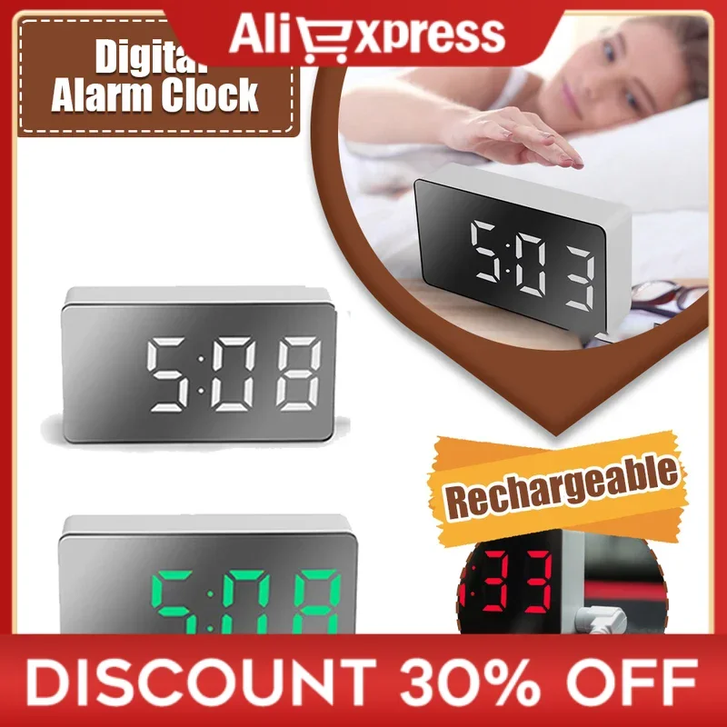 LED-Mirror-Digital-Alarm-Clock-Usb-Timing-Clock-Home-Alarm-Clock-Mute ...