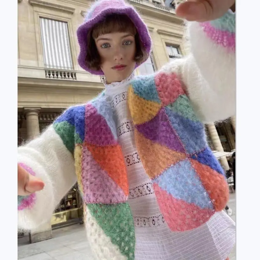 2023-Striped-Contrast-Color-Sweater-Sexy-Long-Sleeve-Belly-Baring-Women ...