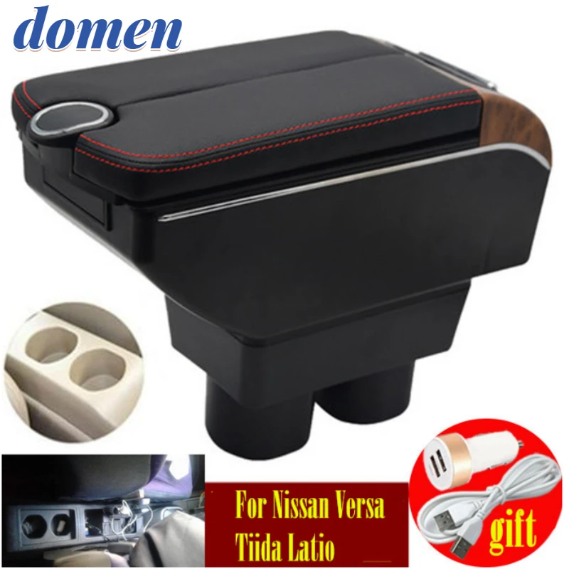 For-Nissan-Versa-Tiida-Latio-armrest-box-Double-doors-open-7USB-Centre ...