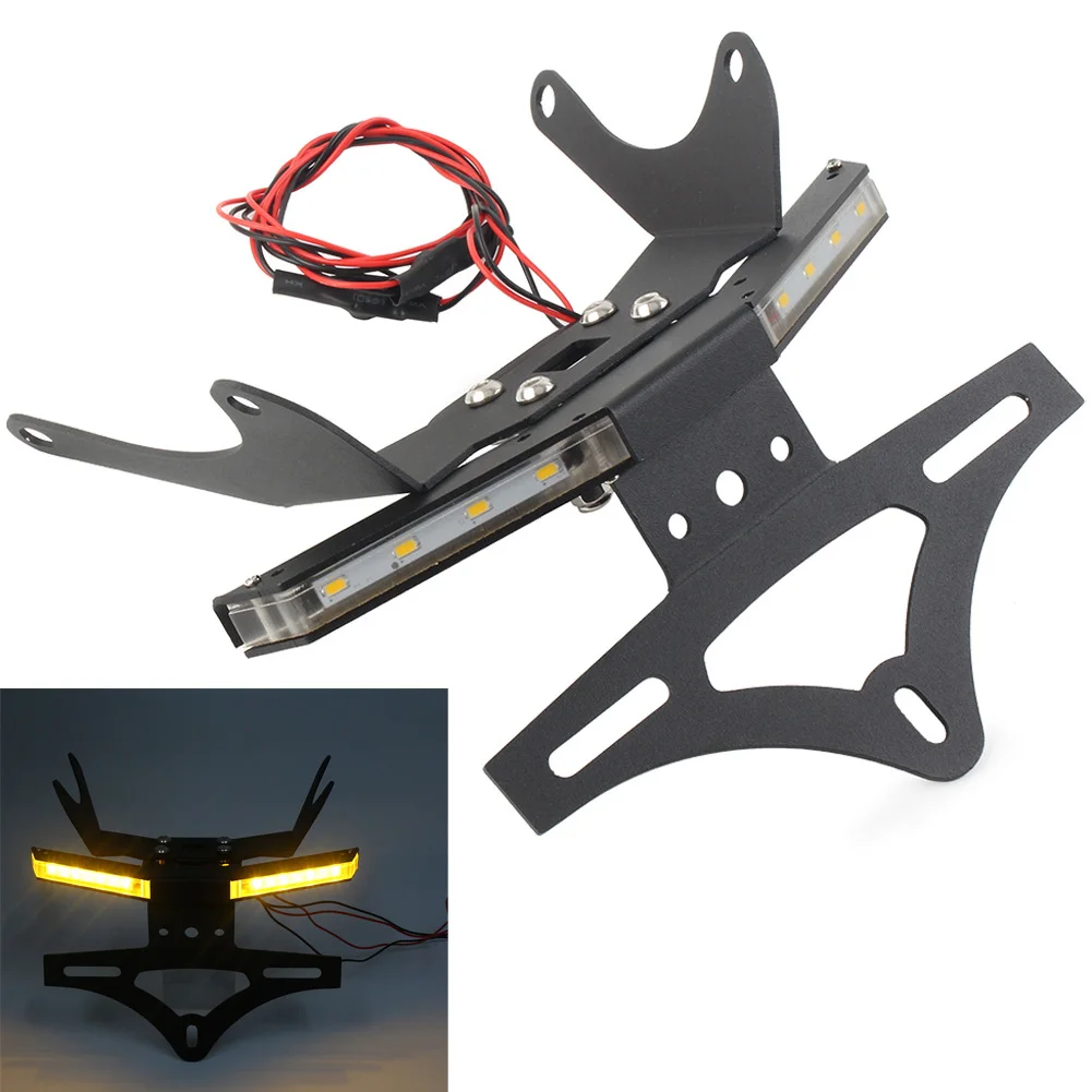 Motorcycle Rear Bracket License Plate Frame Holder w/ LED Turn Signal ...
