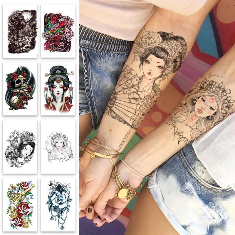 Tattoo-flower-arm-men-women-waterproof-durable-tattoo-sticker-half-arm ...