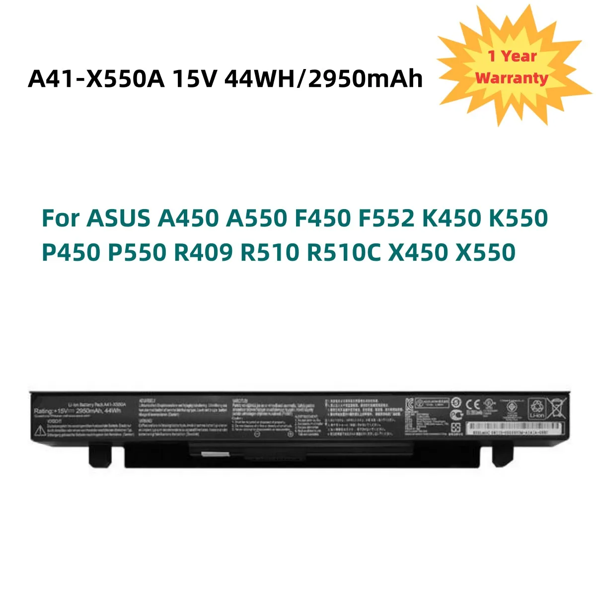 A41-X550A Laptop Battery For ASUS A450 A550 F450 F552 K450 K550 P450 ...