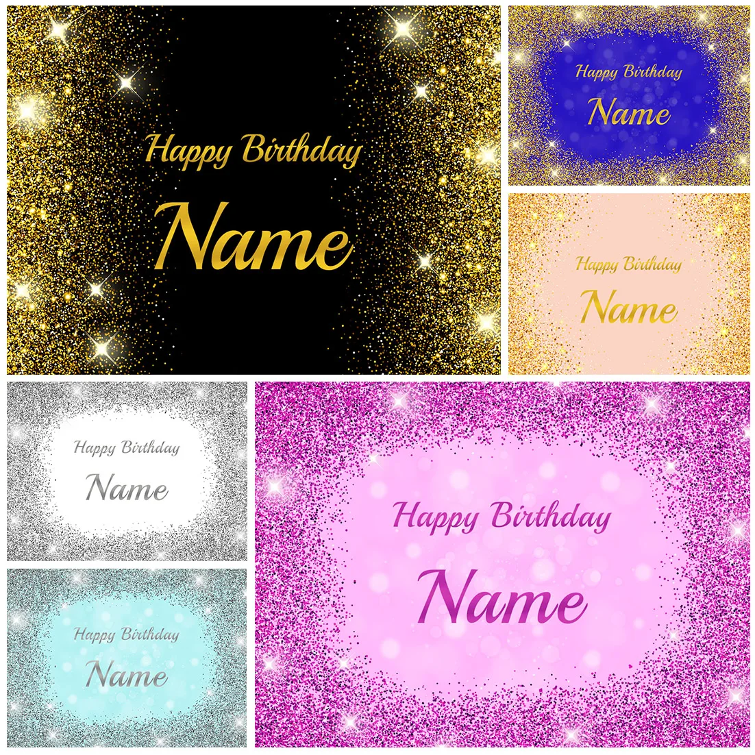 Golden-Pink-Silver-Glitters-Party-Decoration-Background-Custom-Name ...