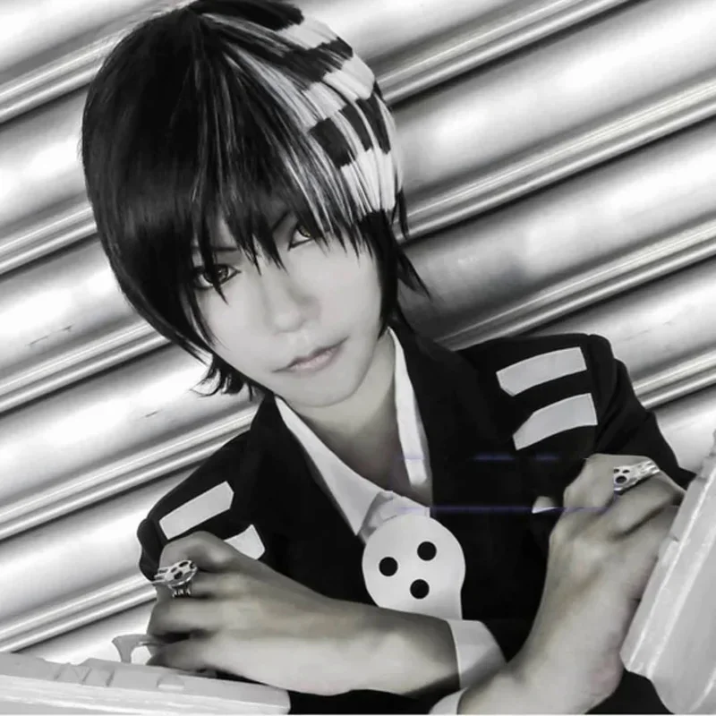 Anime-Soul-Eater-Death-the-Kid-Cosplay-Wigs-Black-White-Men-Women ...