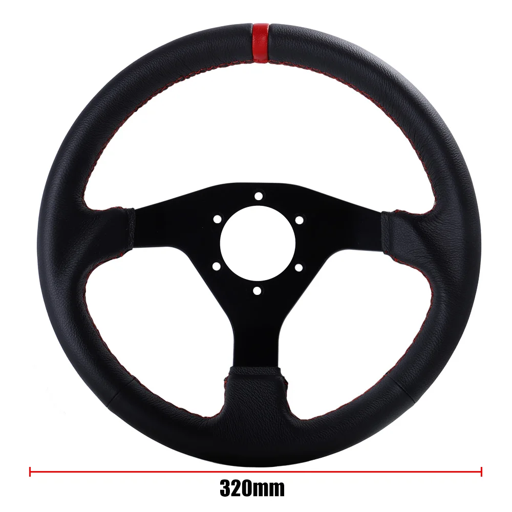 320mm Flat Steering Wheel Leather Racing Drift Pc Sim Game Steering ...