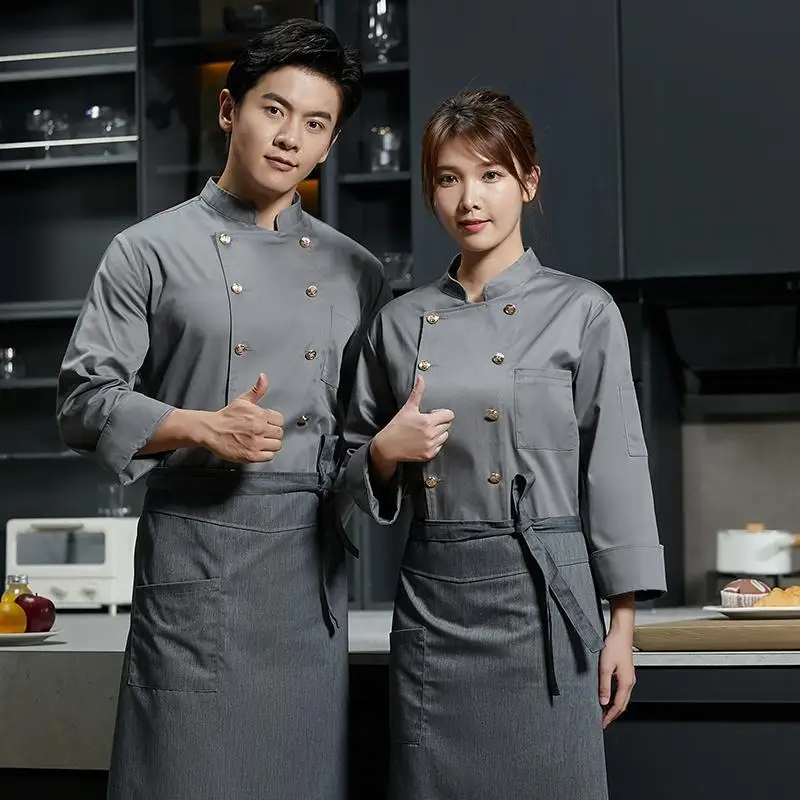 Overalls Men's Long- Autumn and Winter Kitchen Clothes Chef Uniform ...