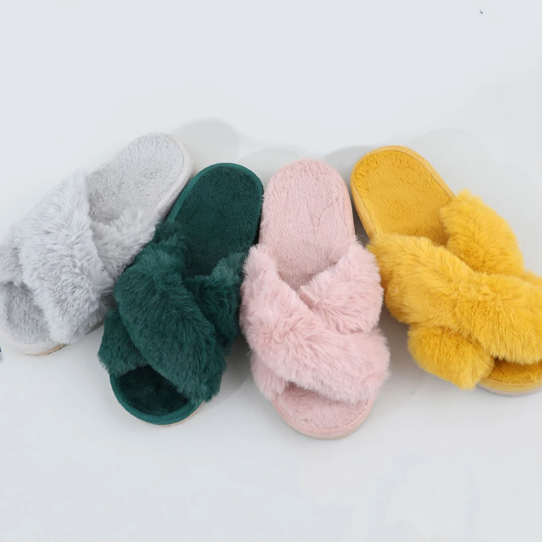 Comwarm Winter Women Casual Fuzzy Slippers Female Flip Flops Fluffy ...