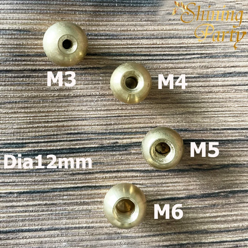 10pcs Dia12mm Brass Ball Head With M3/m4/m5/m6 Female Thread, Copper ...