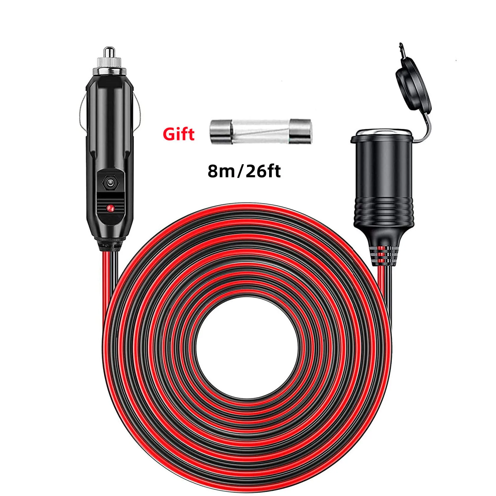 12V/24V 4m on-board 26FT heavy duty cigarette lighter female power ...