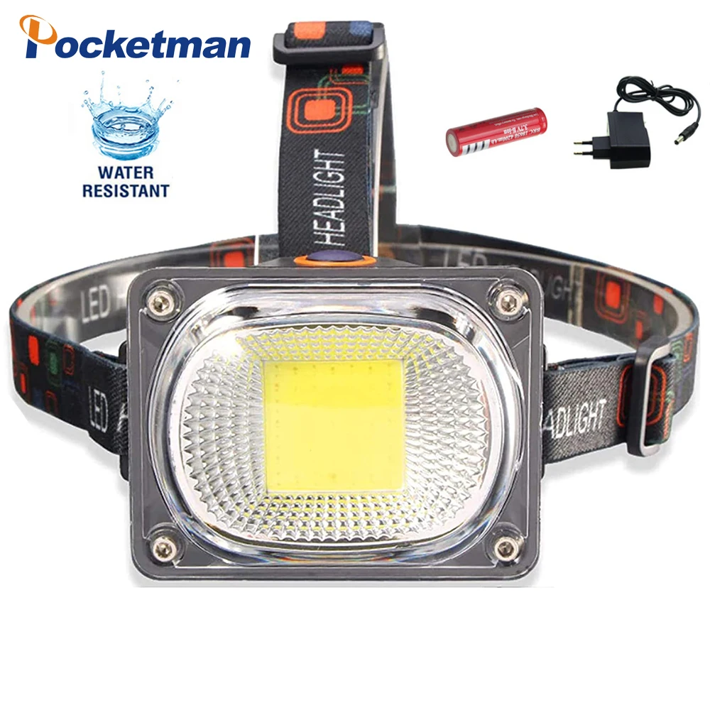 Powerful COB LED Headlamp DC Rechargeable Headlight High Lumen Head ...