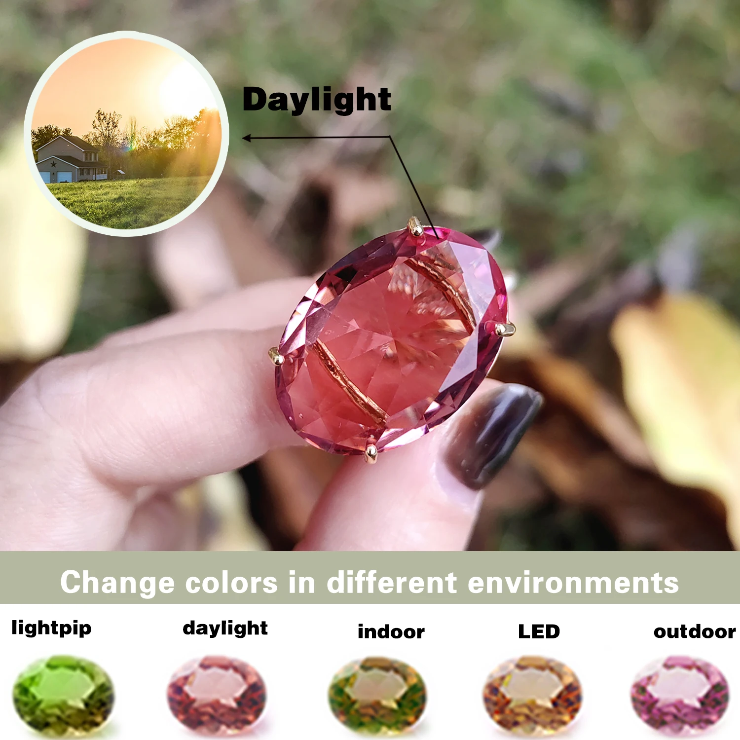 Turkish color changing gemstone Sultanite Ornaments Oval Ring fashion ...