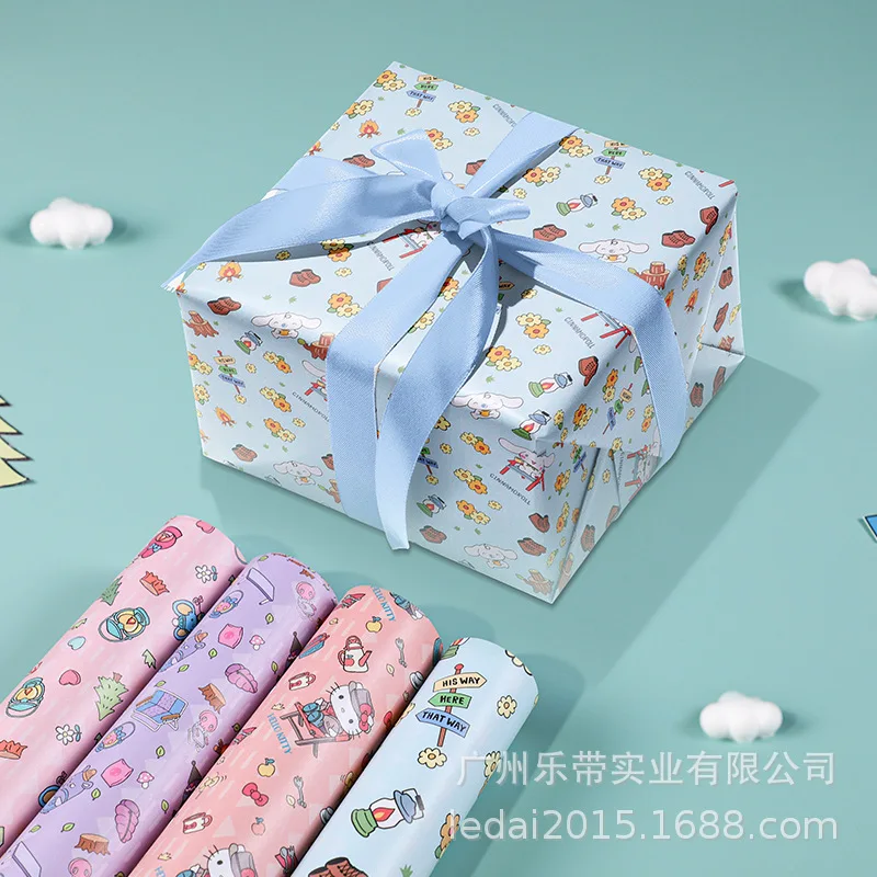 Kawaii Hello Kitty Kuromi Cartoon Christmas Gift Wrapping Paper Anime ...