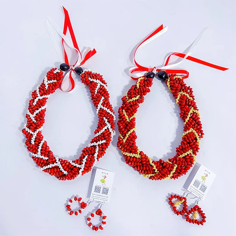 New-Arrival-Samoan-Lopa-Necklace-Red-Lucky-Seeds-With-Yellow-White ...