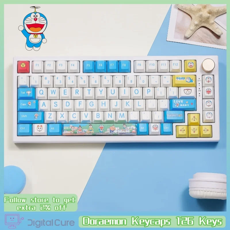 2024-Doraemon-Themed-Keycaps-126-Keys-Cherry-Profile-Pbt-Thermal ...