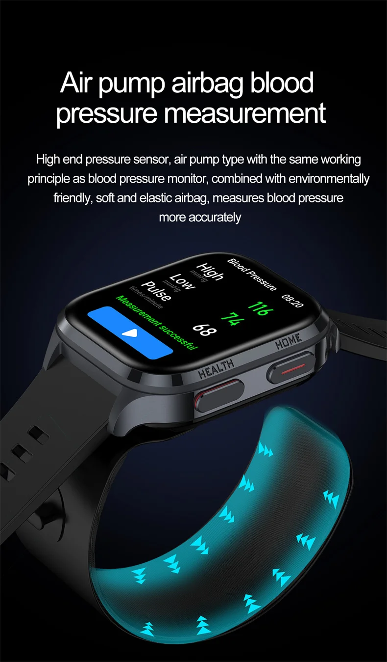 2025 New Health Nursing grade SmartWatch NFC Airbag type Smart Watch ...