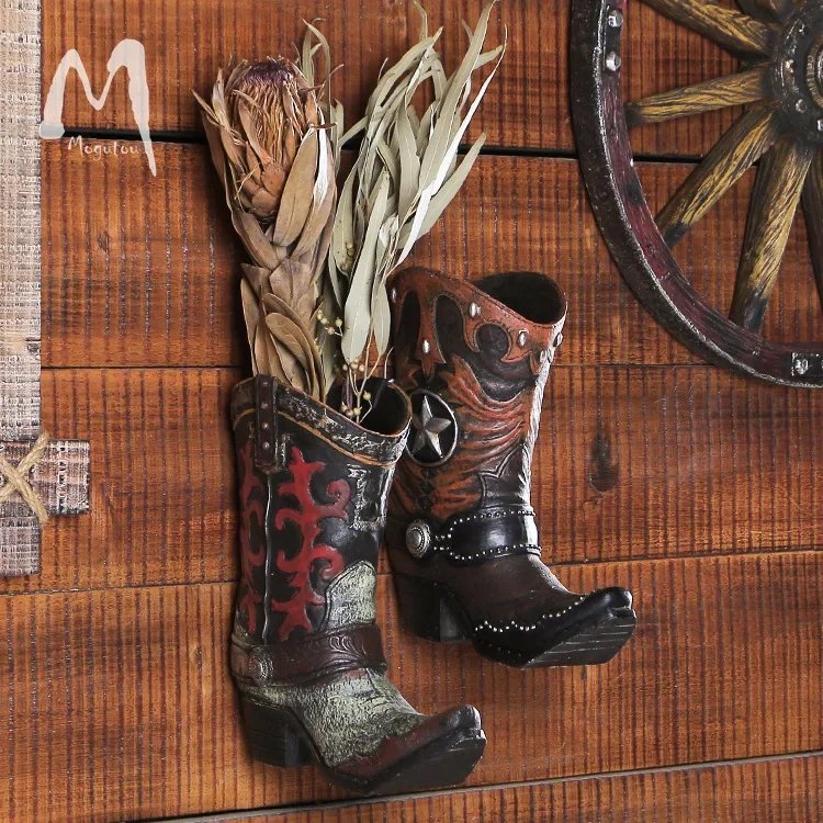 MGT-American-West-Retro-Decorative-Cowboy-Boots-Flower-Arrangement ...