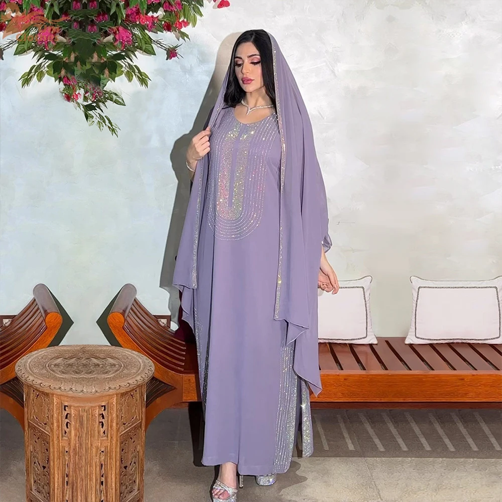Luxury Middle East Muslim Hijab Abaya Dress for Women Eid Arab Femme ...