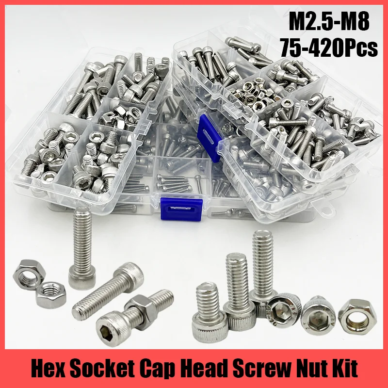 420-210-180-110-75PCS-304-Edelstahl-Allen-Hexagon-Hex-Socket-Cap-Head ...