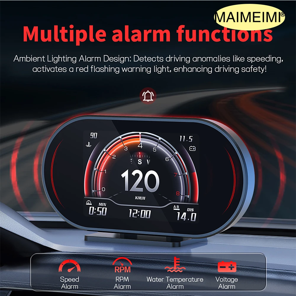 P27 Car OBD Head Up Display OBD2 HUD Projector KM/H MPH GPS Tachometer ...