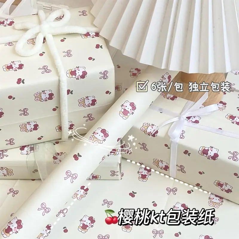 6Pcs-Kawaii-Hello-Kitty-Cartoon-Print-Gift-Wrapping-Paper-Anime-Sanrio ...