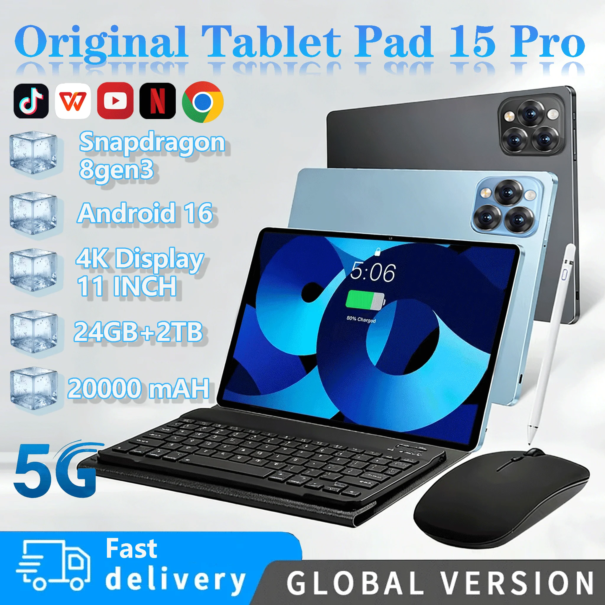 2026 New Original Pad 15 Pro Tablet PC Global Edition Android 16 24GB ...
