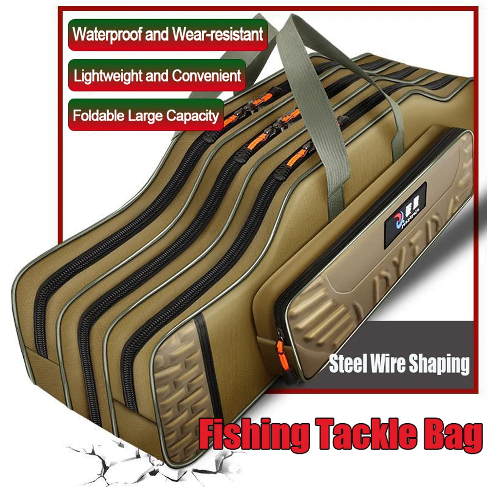 70-130CM-Fishing-Tackle-Bag-2-4-Layer-Fishing-Rod-Carrier-Lightweight-Large-Capacity-Waterproof ...