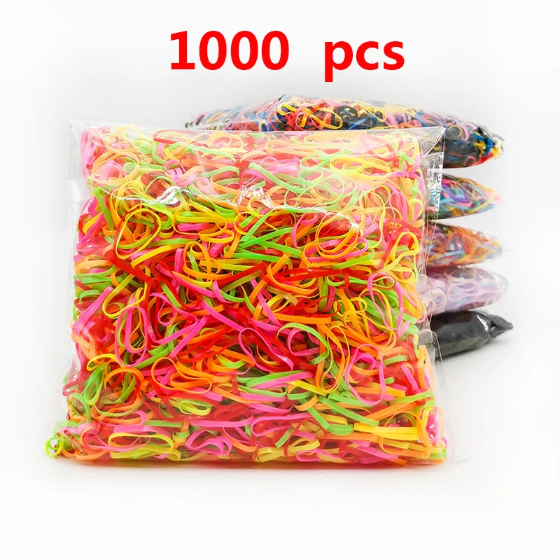 1000Pcs/bag Colorful Standards Disposable Bands Scrunchie Girls Elastic ...