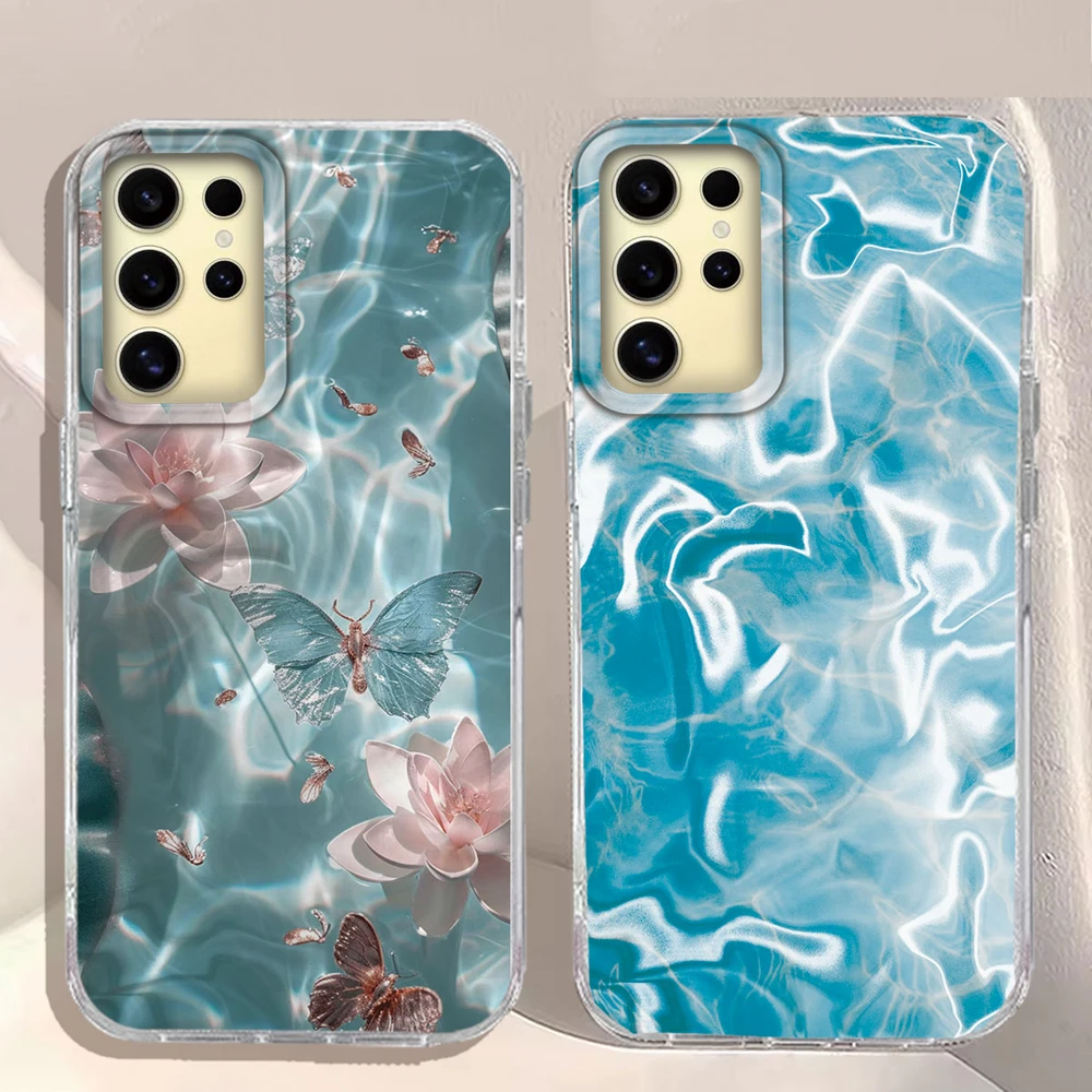 Water Wave Texture Butterfly Flower Girls Phone Case for Samsung Galaxy ...