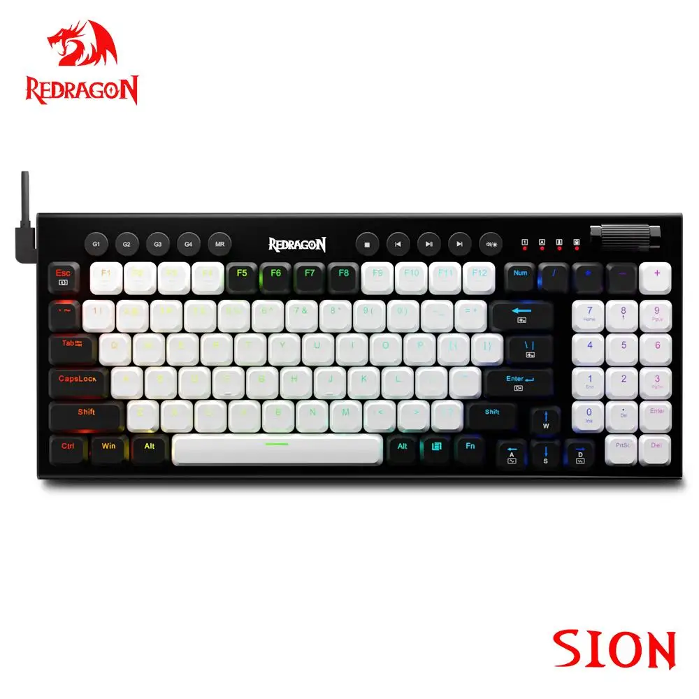 REDRAGON Sion K653 RGB USB Mini Slim Ultra-Thin Designed Wired Mechanical Gaming Keyboard Red ...