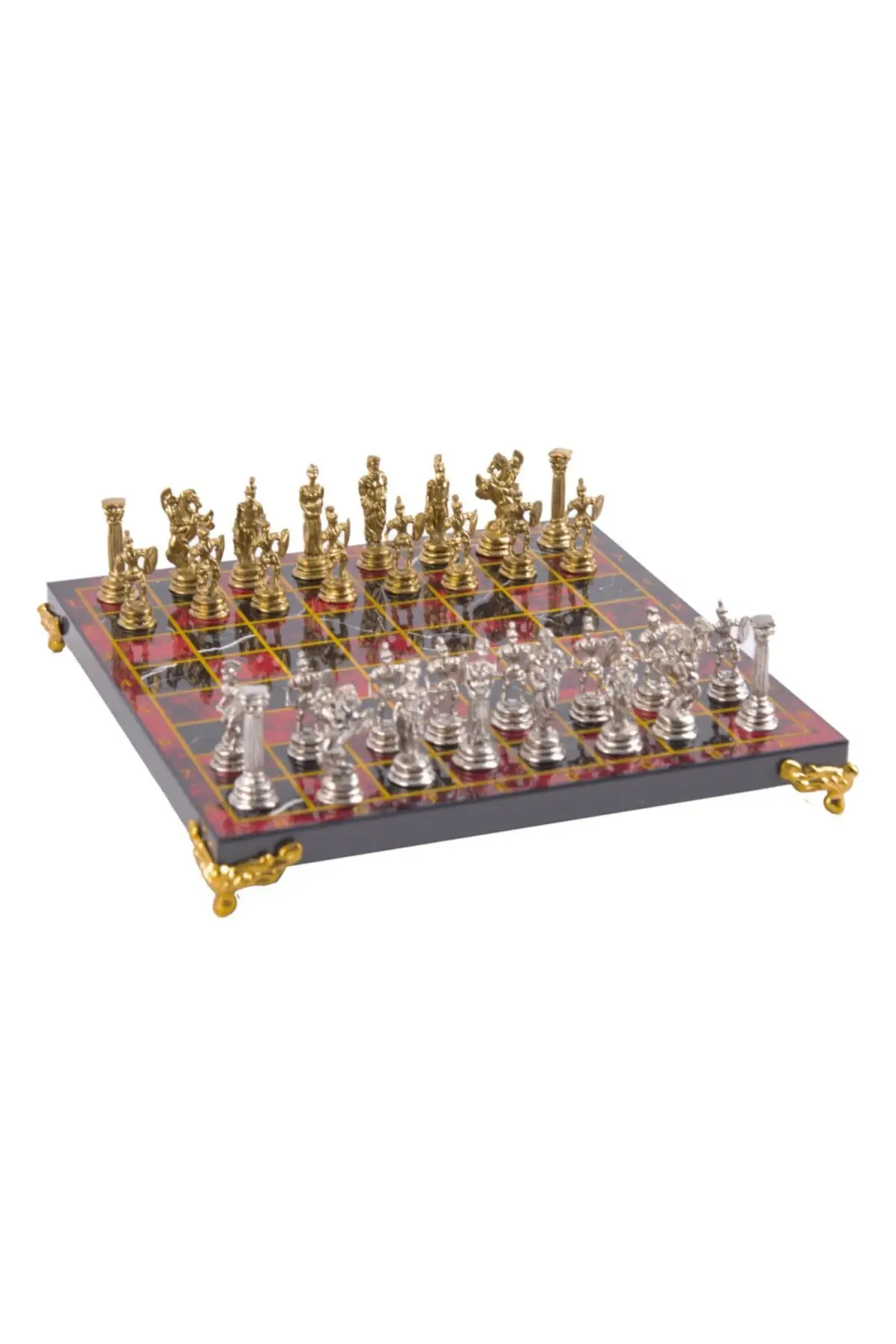 Luxury-Metal-Cast-Chess-Set-Roman-Army-Special-Leg-Flame-Red-Marble ...