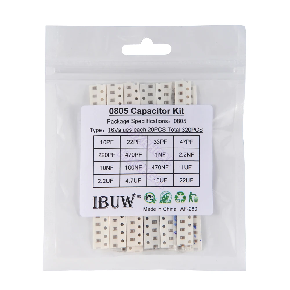 16values*20pcs=320pcs 0805 SMD Capacitor assorted kit 10pF-475M ...