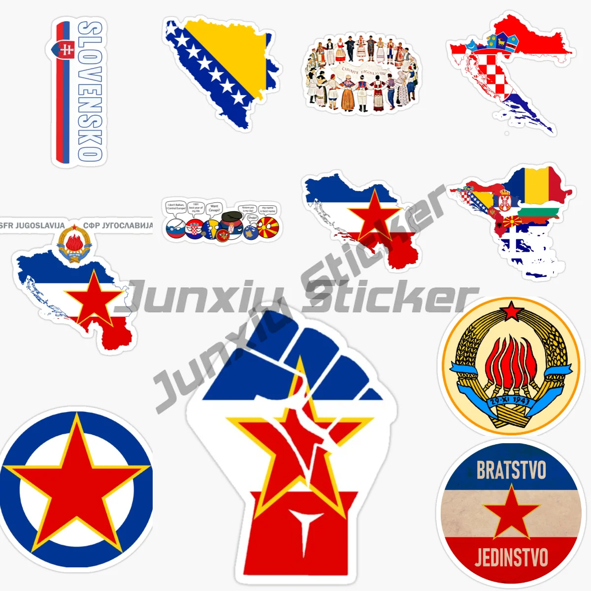 Yugoslavia National Flag and Emblem PVC Car Sticke for Wall Window ...