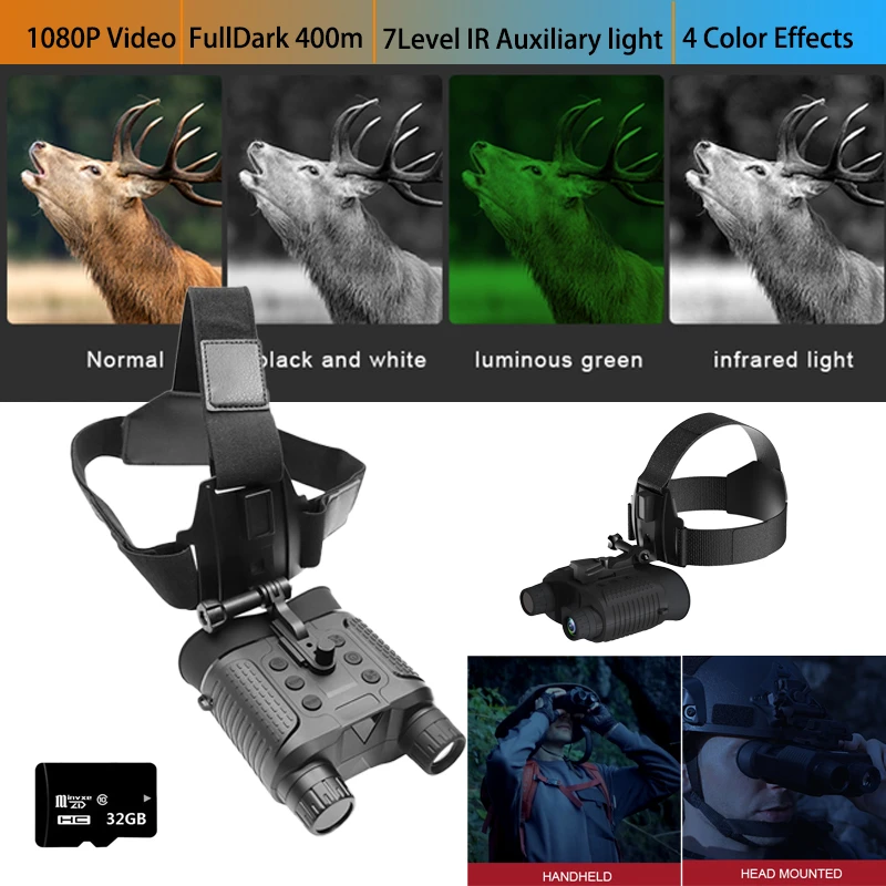 Night Vision Binoculars Goggle 1920x1080p 8x Digital Zoom Head Mount ...
