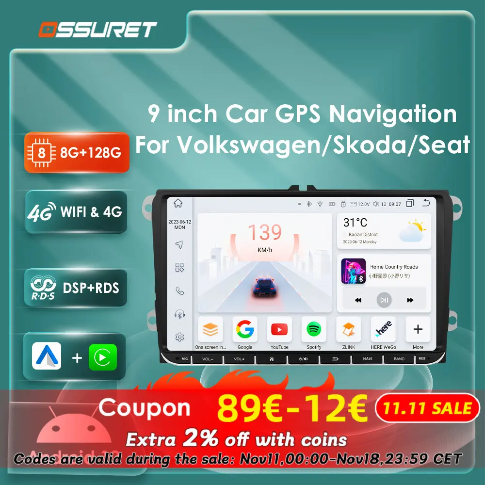 2din-Android-12-Car-radio-for-Vw-GOLF-5-POLO-Sedan-PASSAT-B6-CC-Radio ...