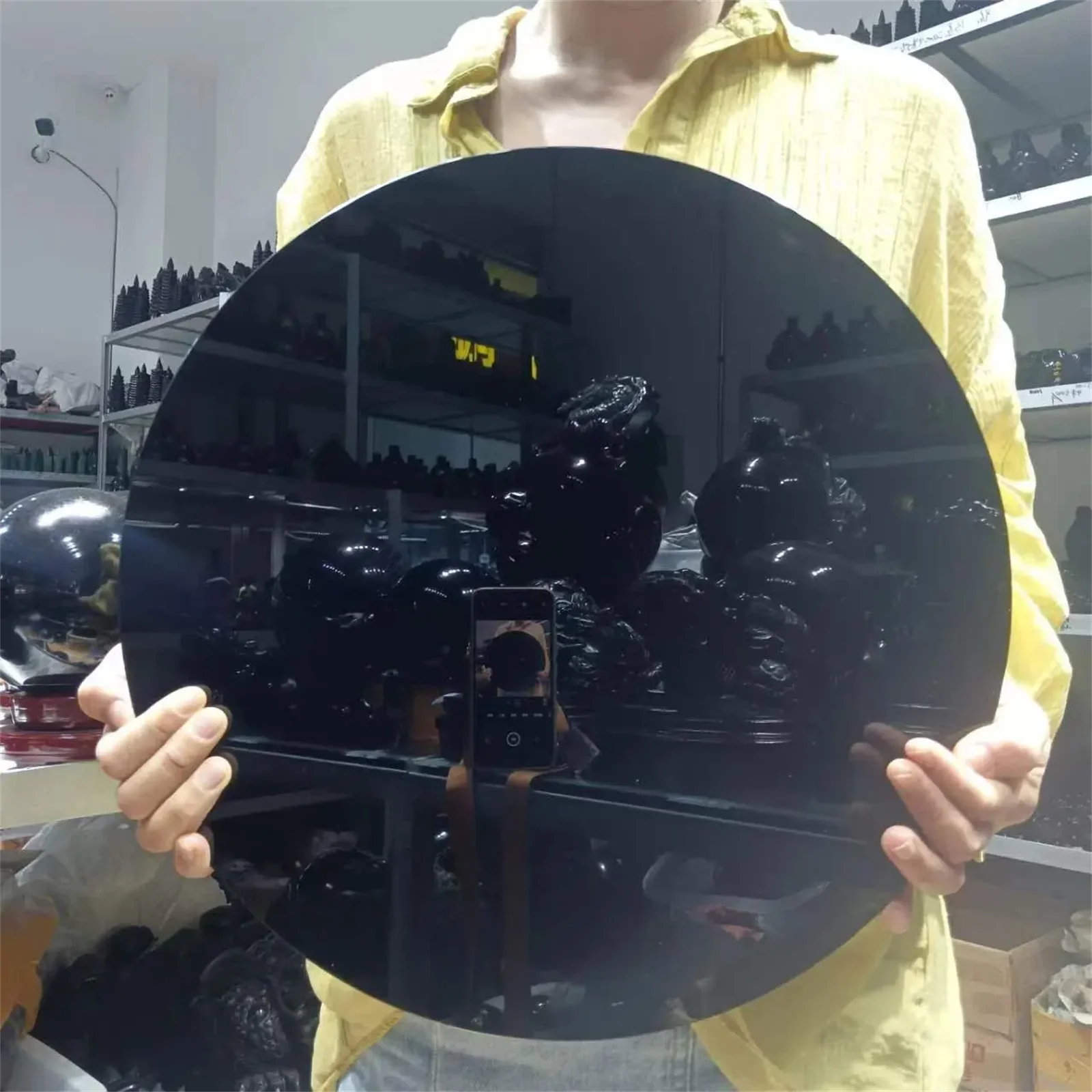 40cm-Huge-Natural-Obsidian-Cast-Disc-Quartz-Crystal-Mirror-Mineral ...