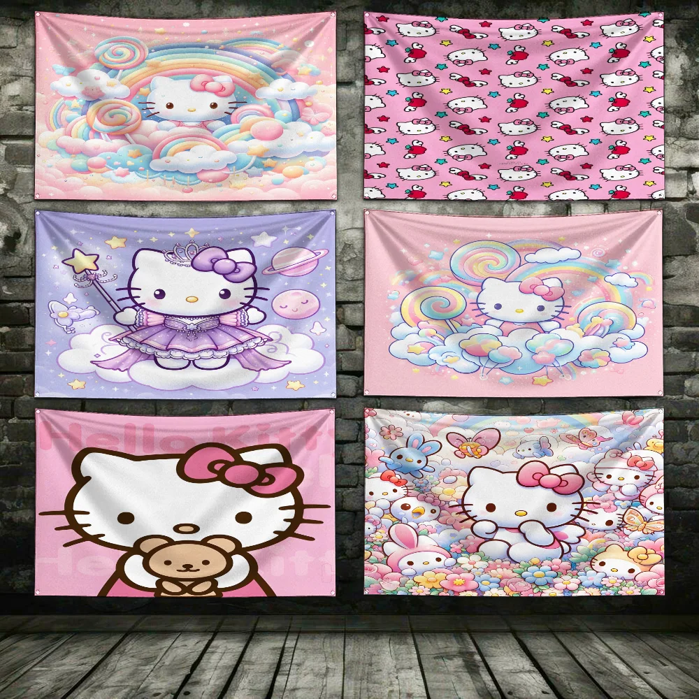 3x5-Ft-Cute-Pink-Hello-Kitty-Flag-Polyester-Digital-Printing-Banner-for ...