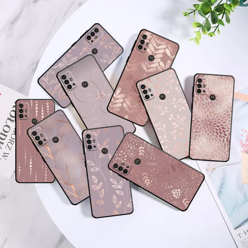 Bag-Rose-Gold-Leaf-Grass-Phone-Case-For-Motorola-G31-One-Fusion-G22-G30 ...