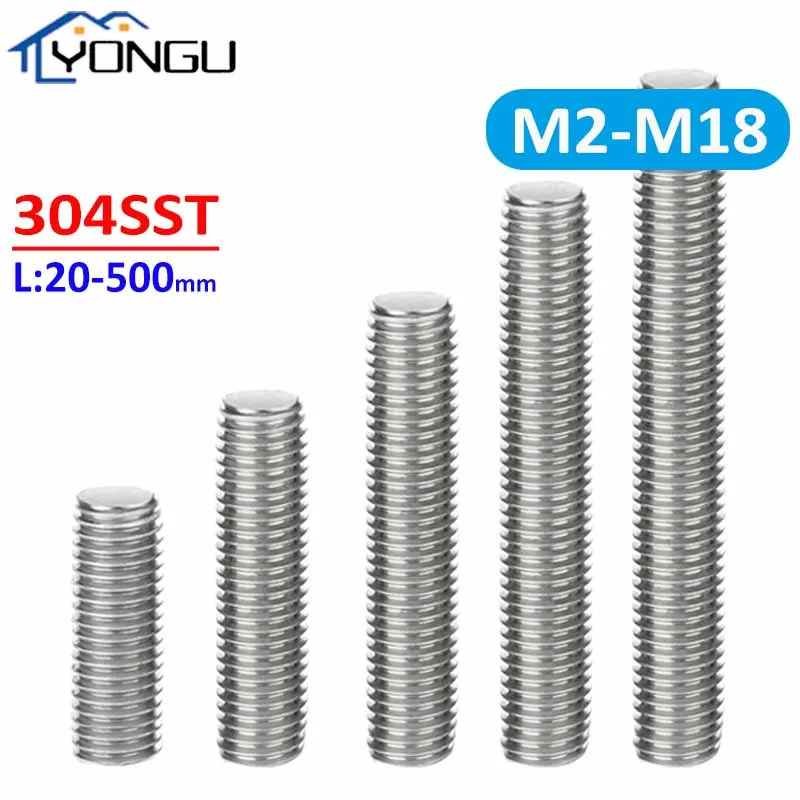 304-Stainless-Steel-Threaded-Rod-Full-Thread-Bar-Fully-Threaded-Wire ...