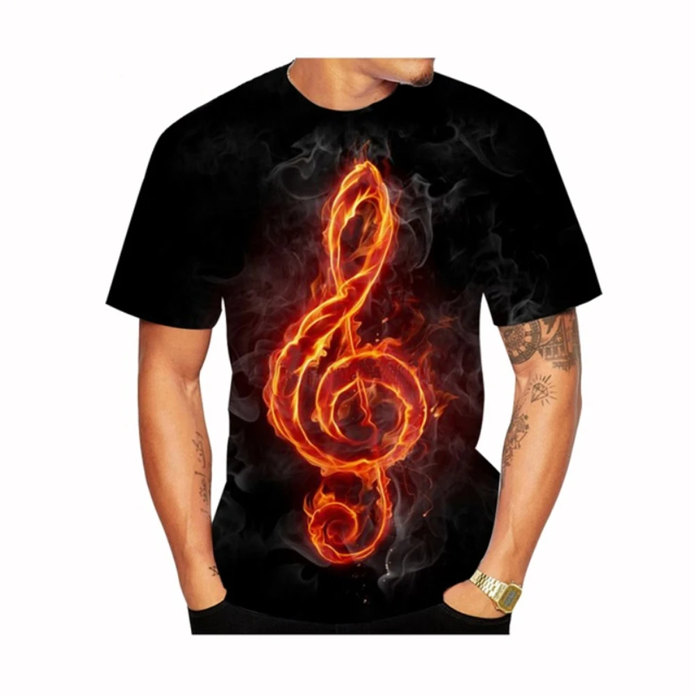 Fashion Cool Musical Note 3D Printed T-shirts Men Summer Casual ...