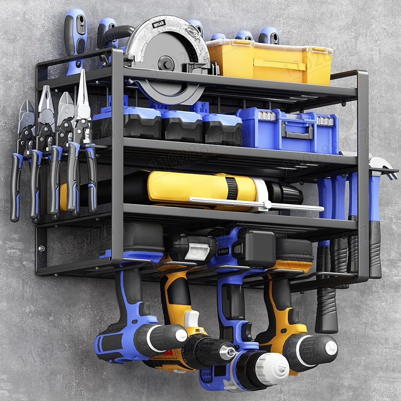 Four-layer-Hand-Drill-Stand-Wall-mounted-Power-Tool-Rack-Charging-Drill ...