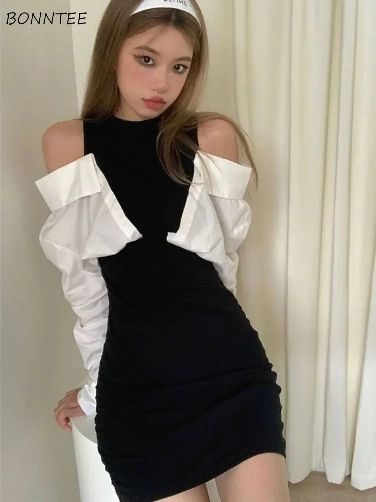 Autumn-French-Style-Hotsweet-Long-Sleeve-Dress-Women-Patchwork-Fashion ...