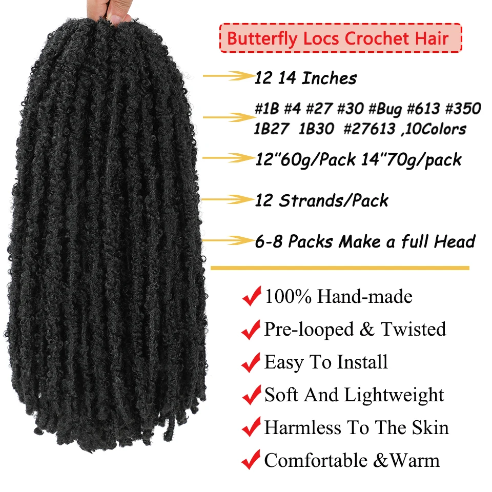 30 Inch Light Weight Butterfly Locs Crochet Hair Packs Long, 60% OFF