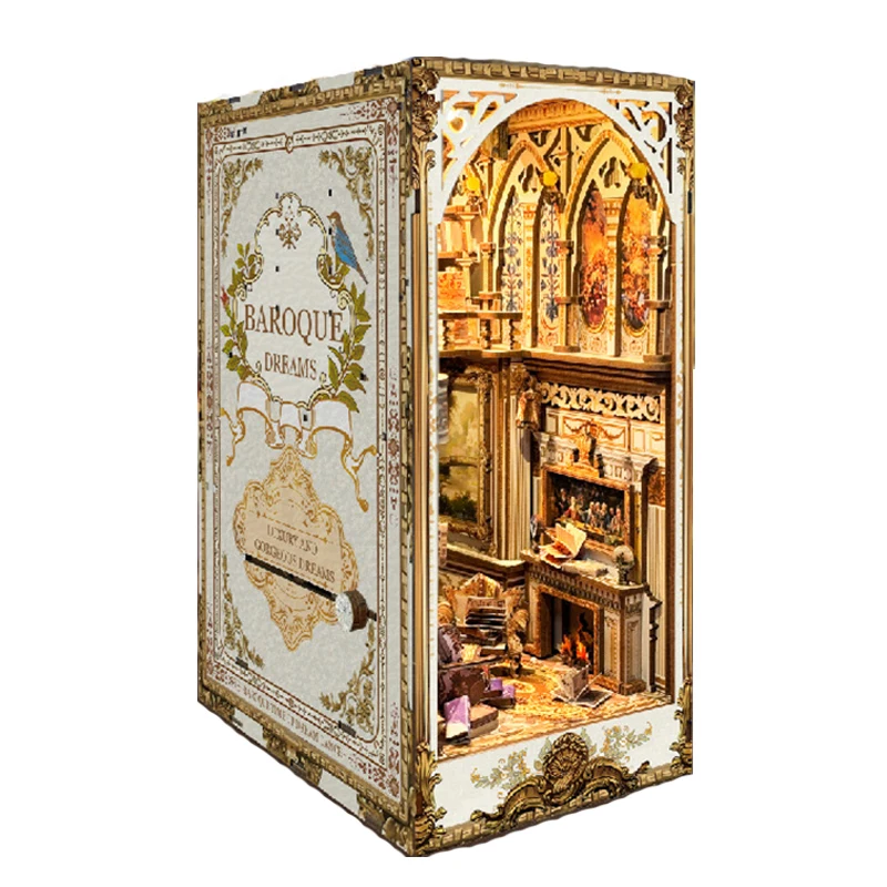 NEW-DIY-Book-Nook-Insert-Shelf-Kits-Wooden-Miniature-Model-Kit-Baroque ...