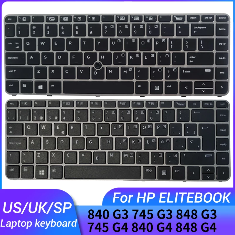 NEW-US-UK-Spanish-laptop-keyboard-For-HP-EliteBook-840-G3-745-G3-745-G4 ...