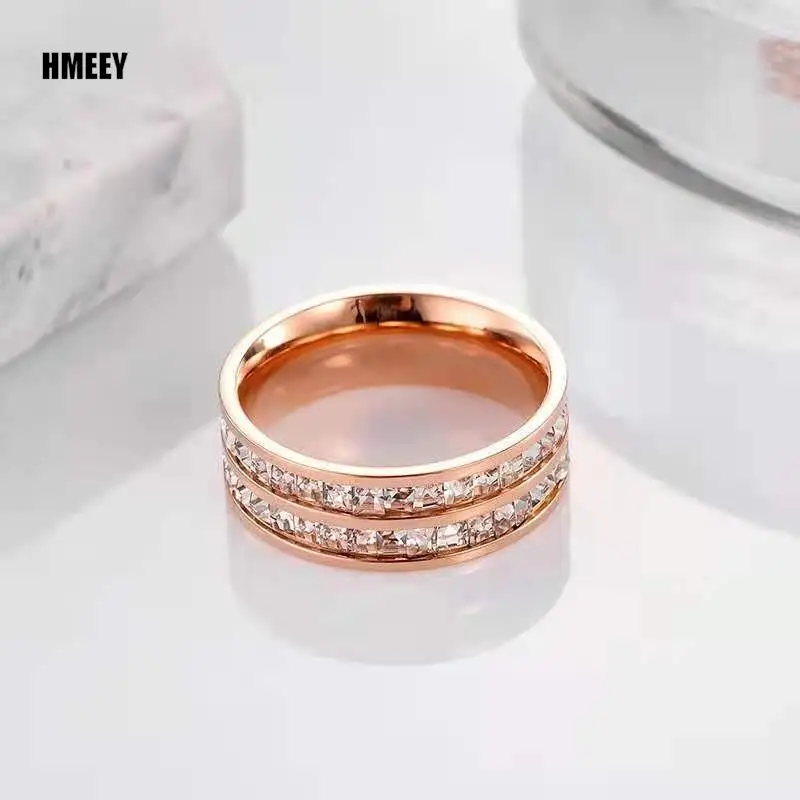 Luxury-Rose-Gold-Color-Double-Row-Square-Zircon-Stainless-Steel-Ring ...