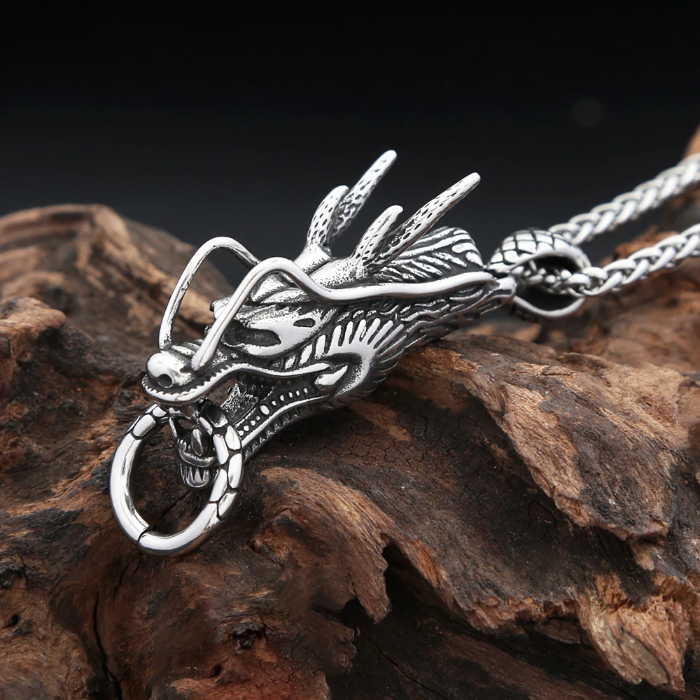 Punk-Vintage-Stainless-Steel-Dragon-Head-Pendant-Necklaces-for-Man ...