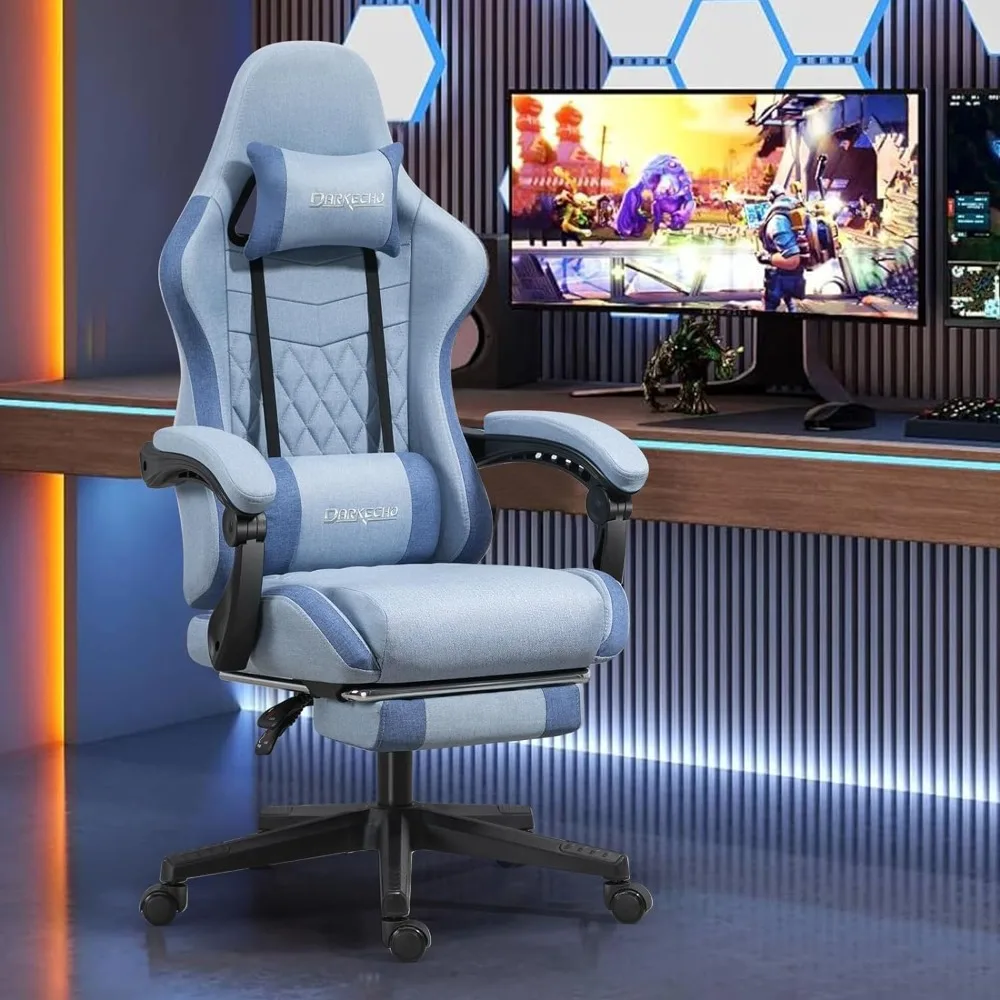 Gaming-Chair-Fabric-with-Footrest-Massage-Office-Chair-with-Pocket ...