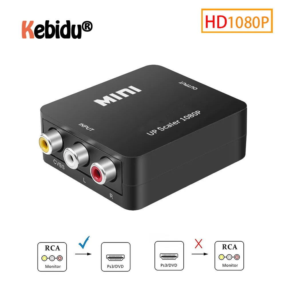 Full HD Male to Female RCA AV to HDMI-compatible Adapter Composite CVBS ...